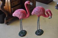 Pair of Cast Iron Pink Flamingo Statues (Item# 30490) - GippsWares